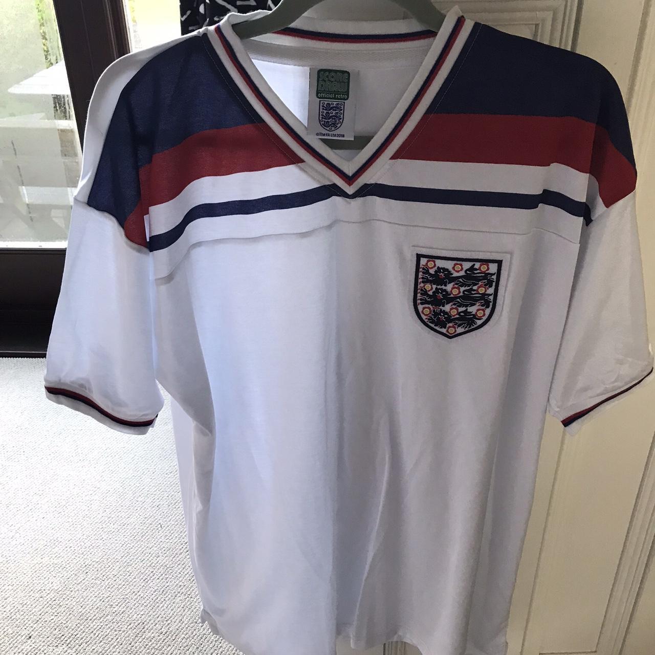 XL England retro football top. Cotton/Polyester - Depop