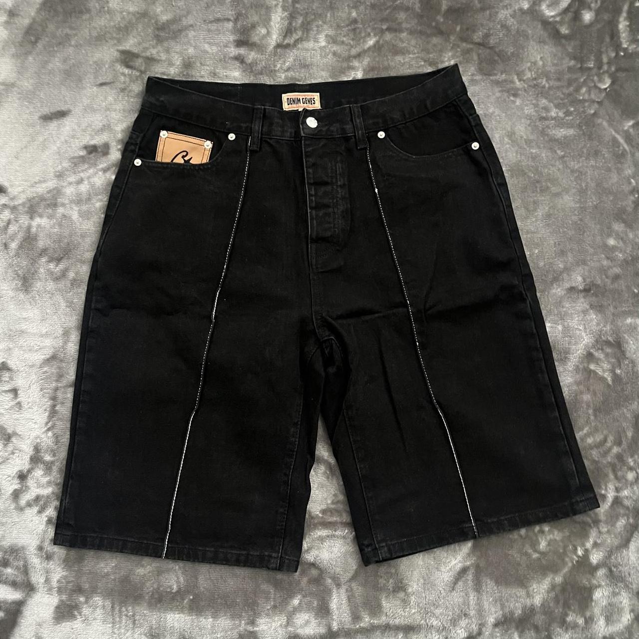 Corteiz Denim Black Jorts Size small Crtz Perfect... | Depop