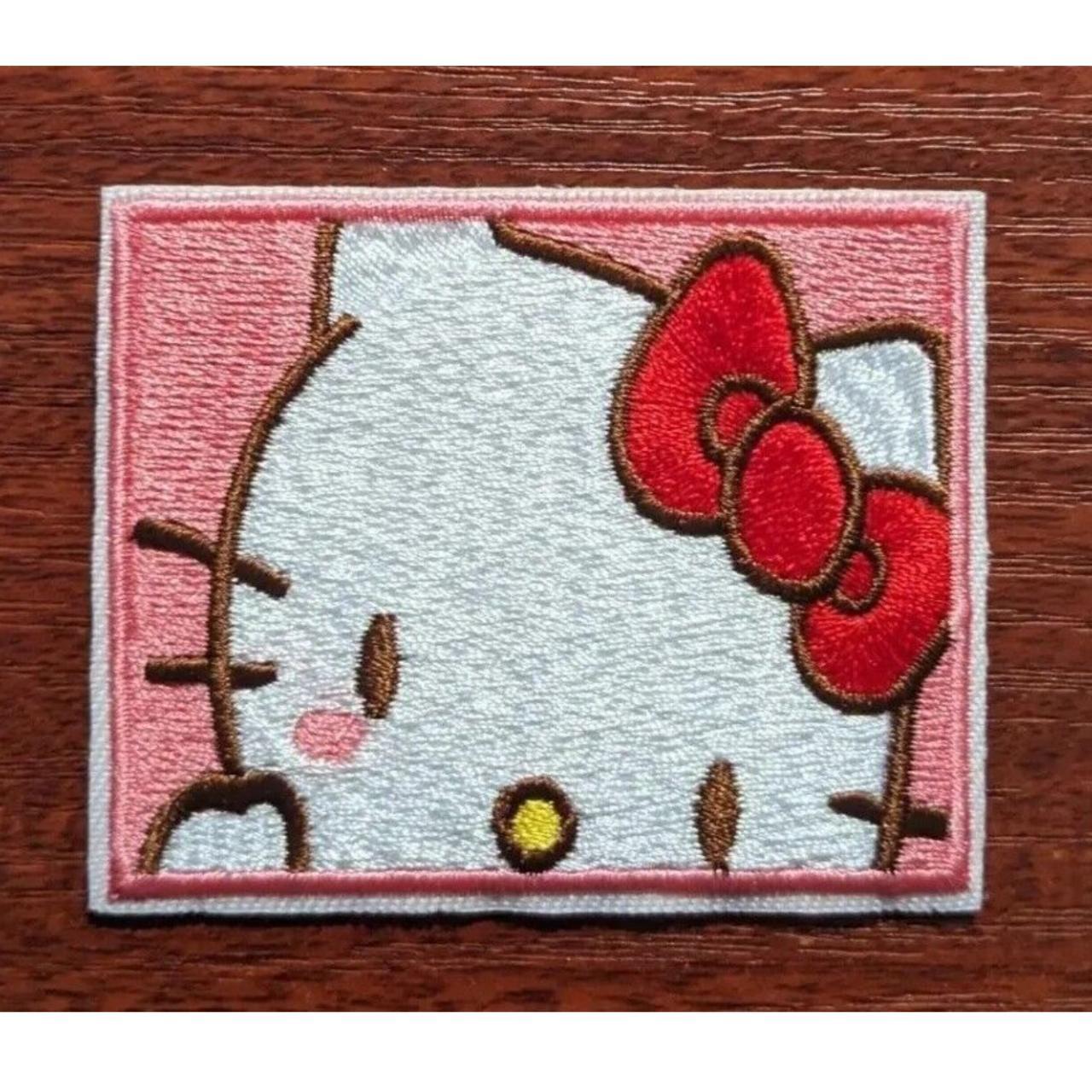 Hello Kitty Rectangular Embroidery Adhesive Sticker... - Depop