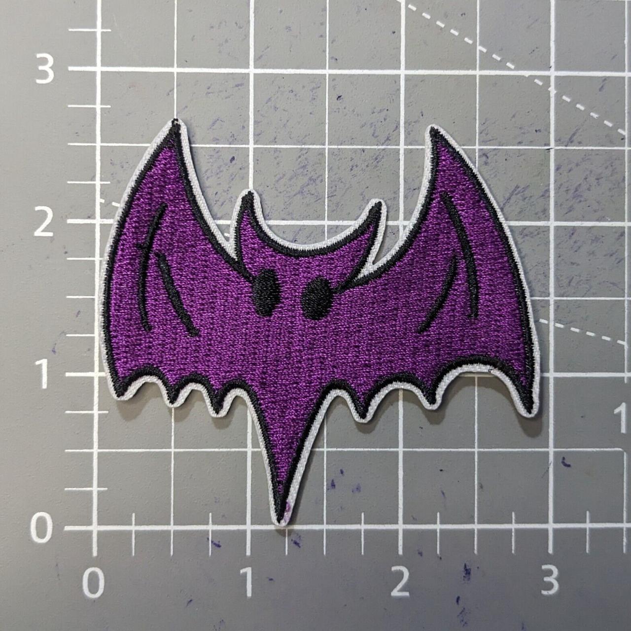 Purple Spooky Purple Bat Halloween Patch Embroidered... - Depop