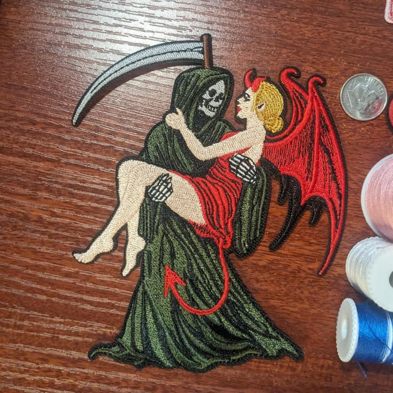 Grim Reaper She Devil Patch Death Necro Love Goth... - Depop