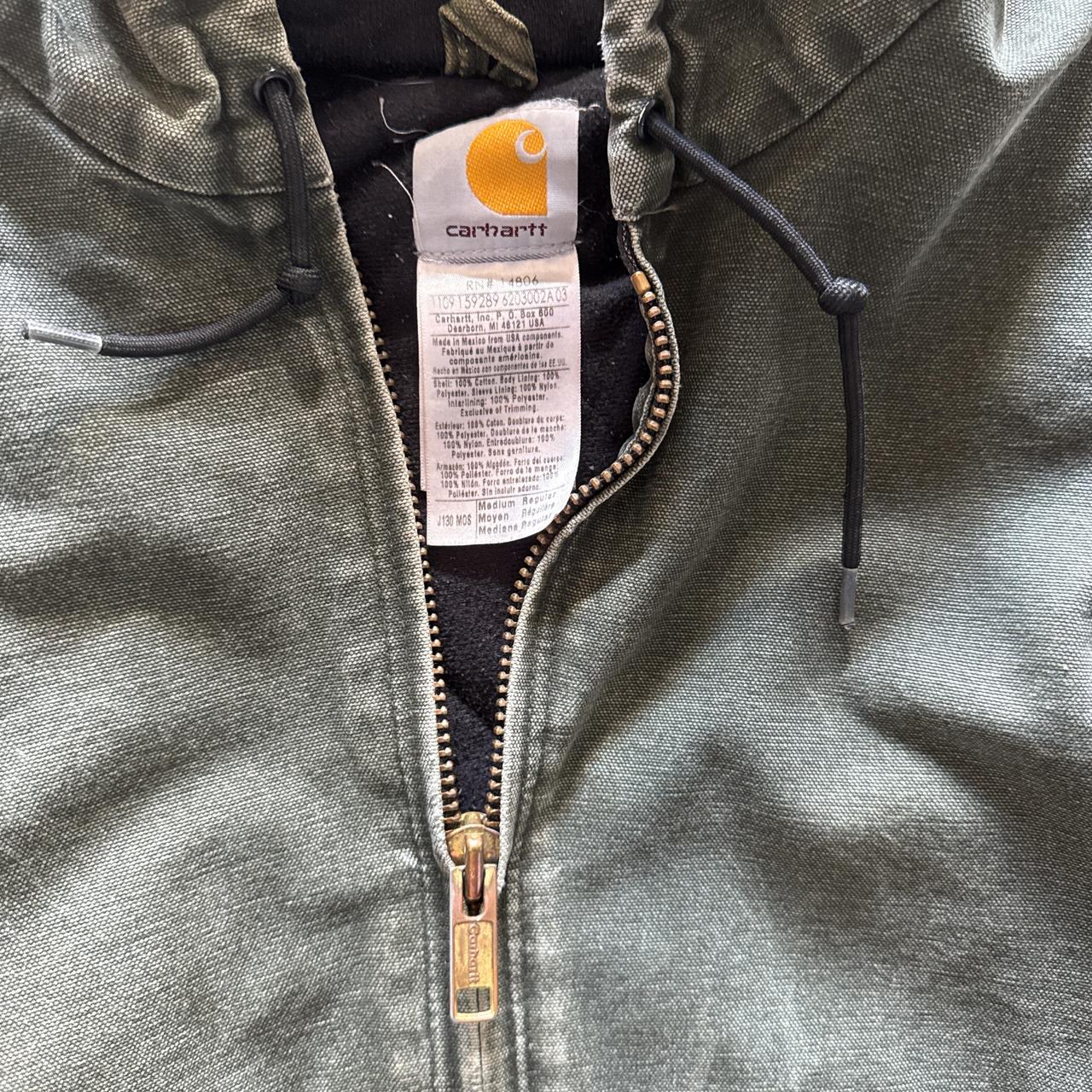 insane J130 carhartt zip up moss green canvas jacket... - Depop