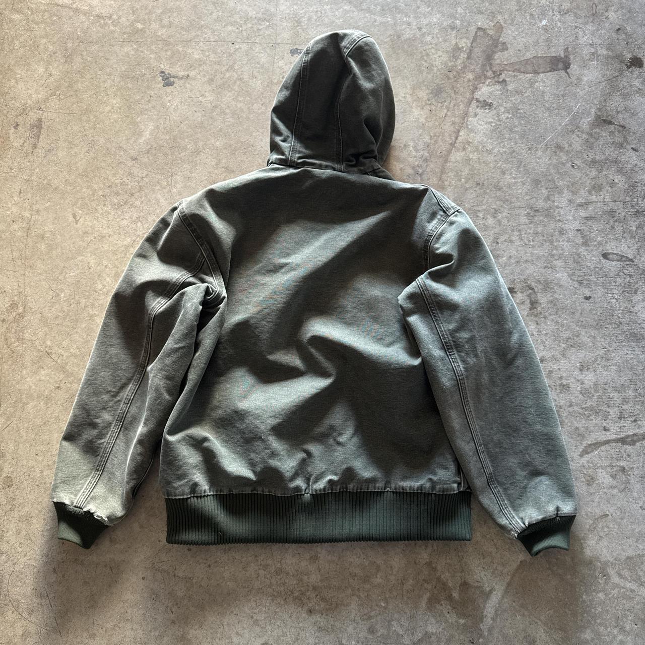 insane J130 carhartt zip up moss green canvas jacket... - Depop