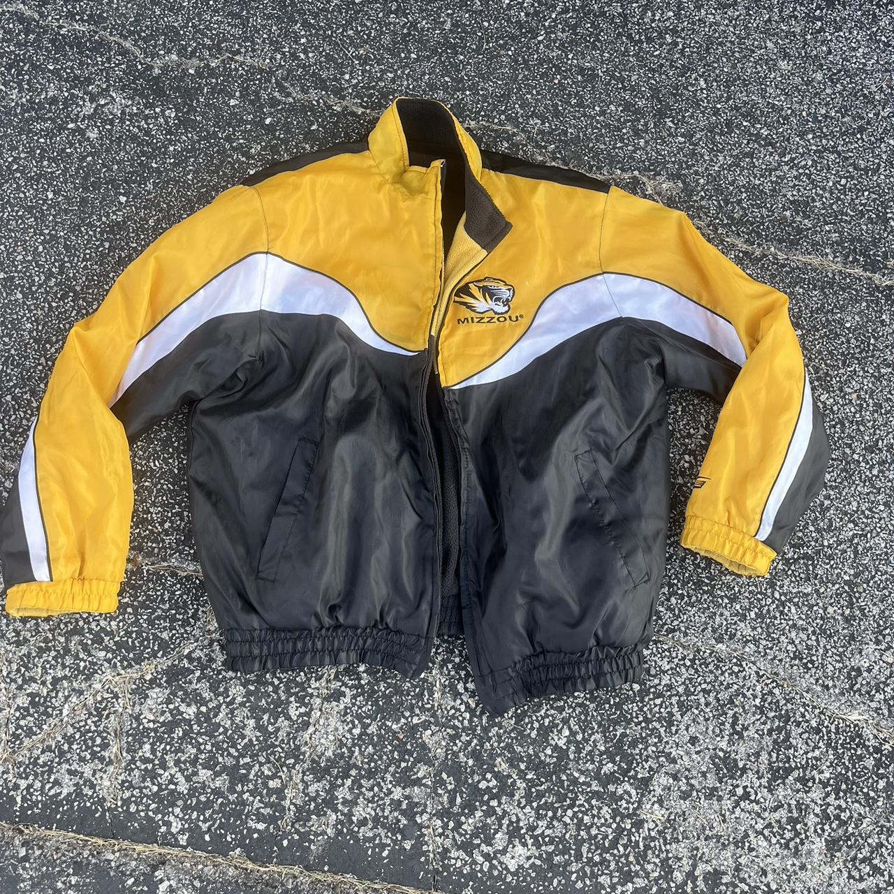 Yellow and black Mizzou reversible jacket no zipper - Depop