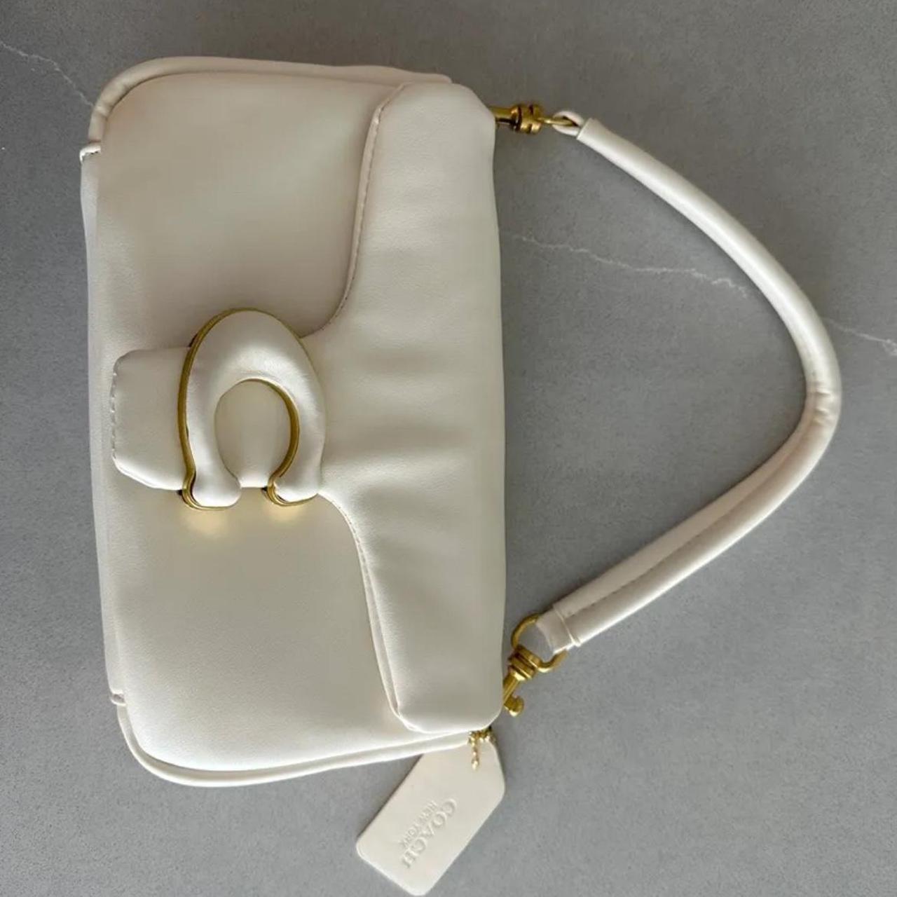 Small Cream Coach vintage hand bag with gold... | Depop
