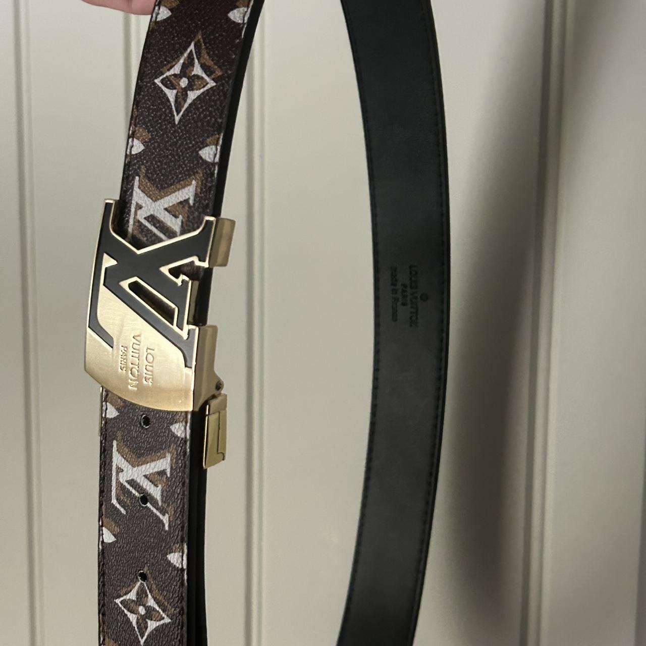 LV Monogram belt strap with white and gold buckle... | Depop