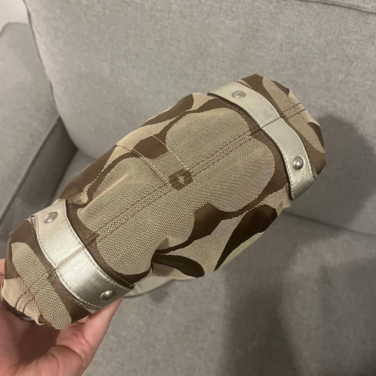 Y2k monogram coach bag with silver accent leather.... - Depop