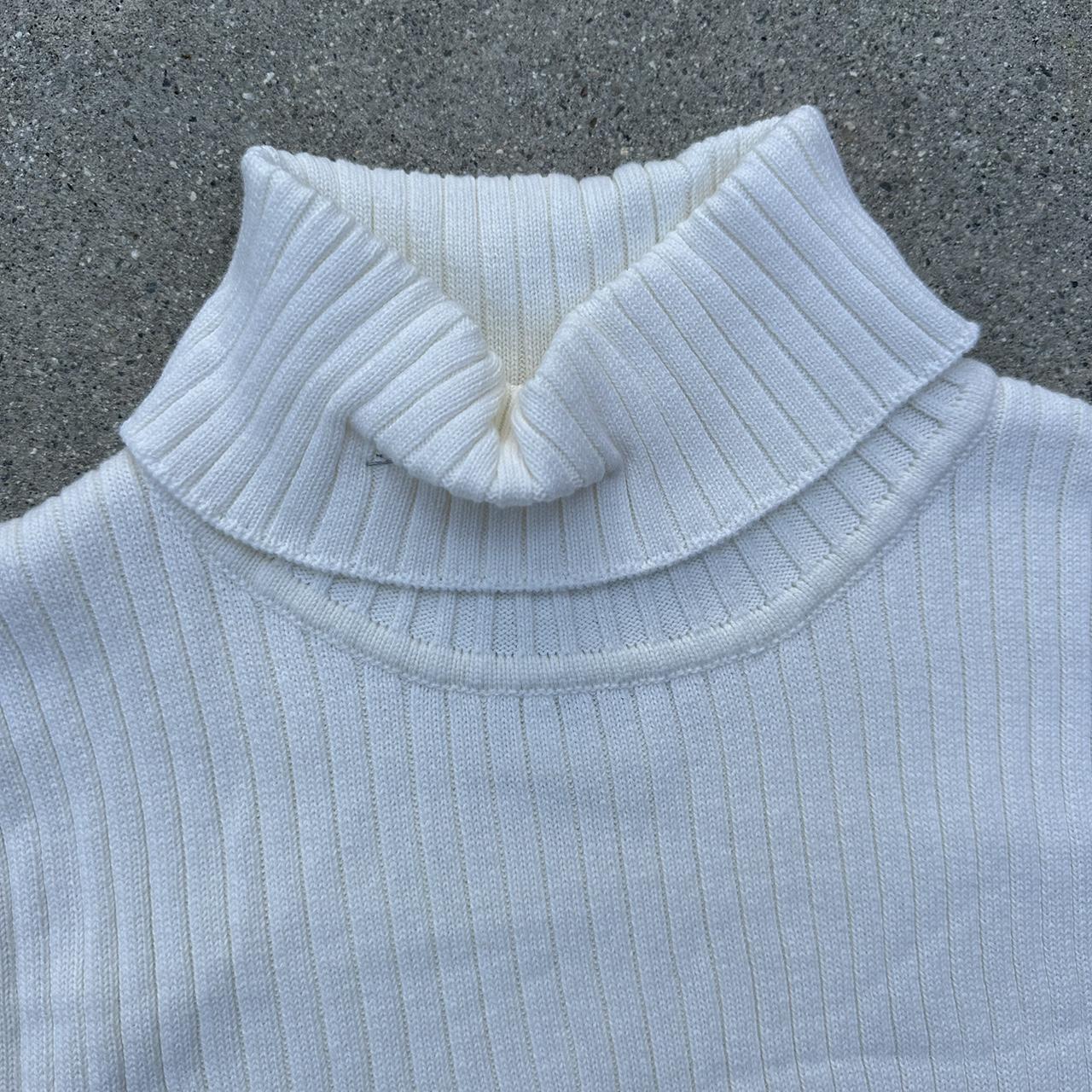 90s style white ribbed turtleneck sleeveless sweater... - Depop