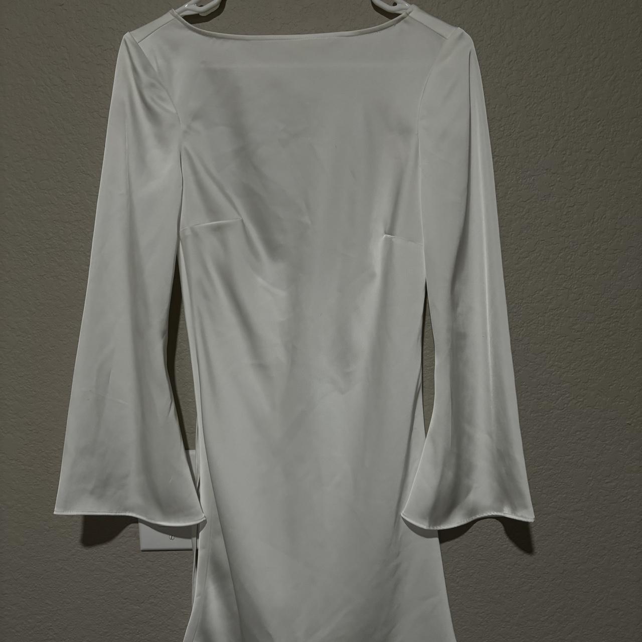 Gianni Bini Dionne Satin Boat Neck Long Sleeve Mini... | Depop