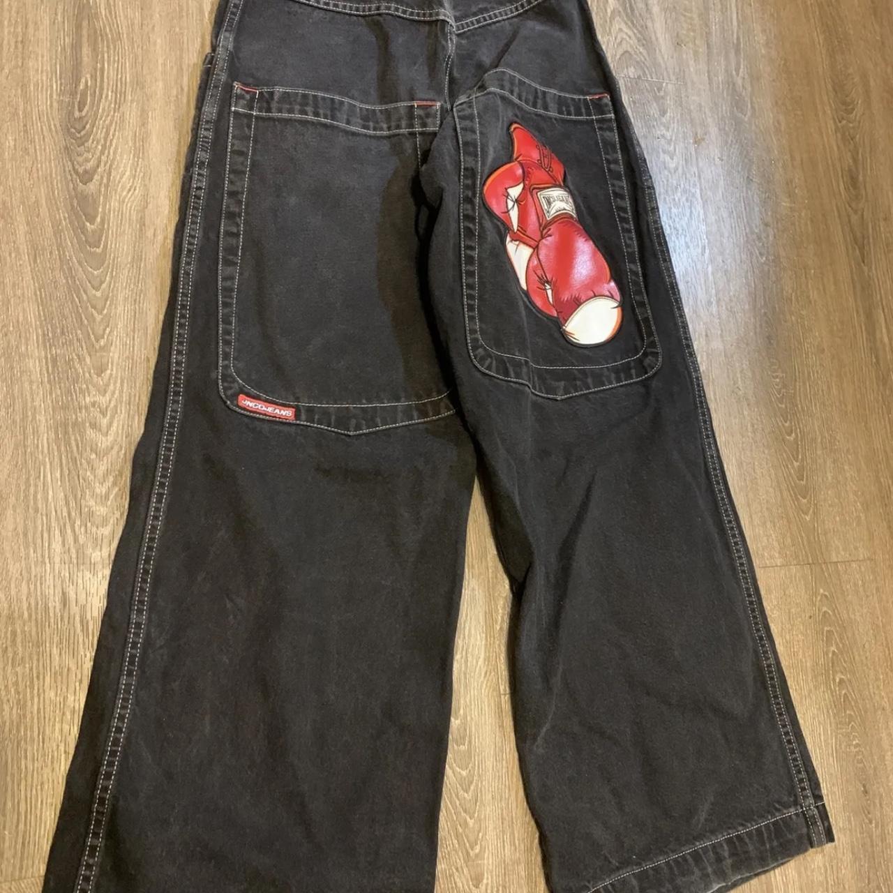 Rare Vtg 90s Grunge Baggy Stripe JNCO Denim Jeans... - Depop