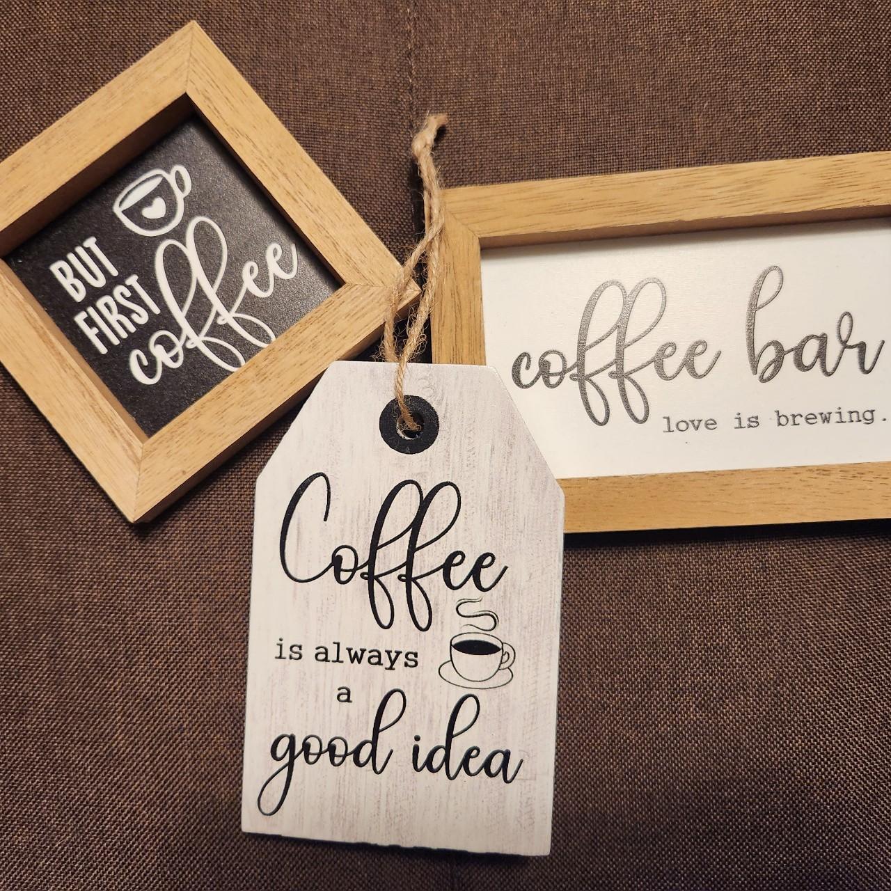 Mini Coffee Bar Signs Set of 3 New No flaws Decor... - Depop