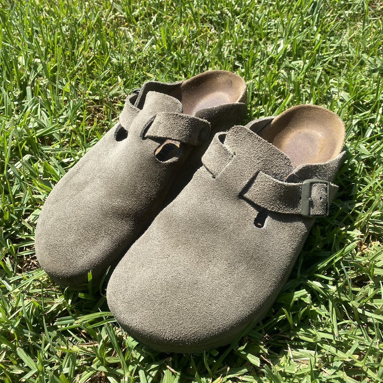 Barely worn leather Boston Clogs in the color Thyme!... - Depop