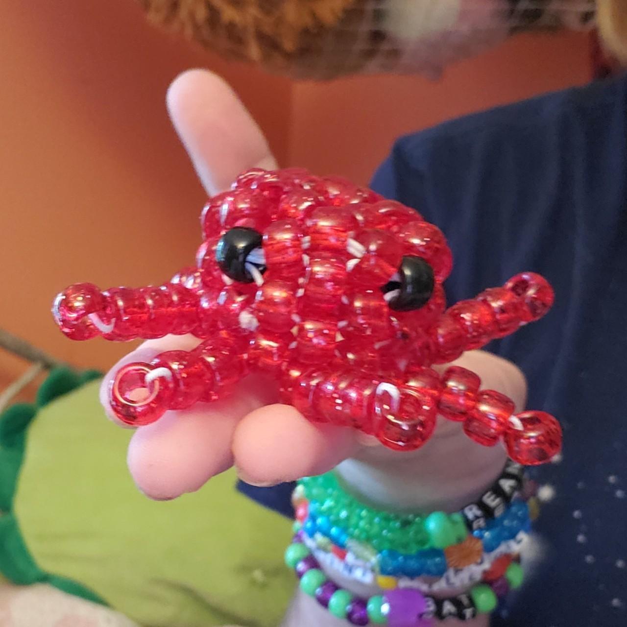 handmade red sparkly kandi fidget octopus :3 their... | Depop