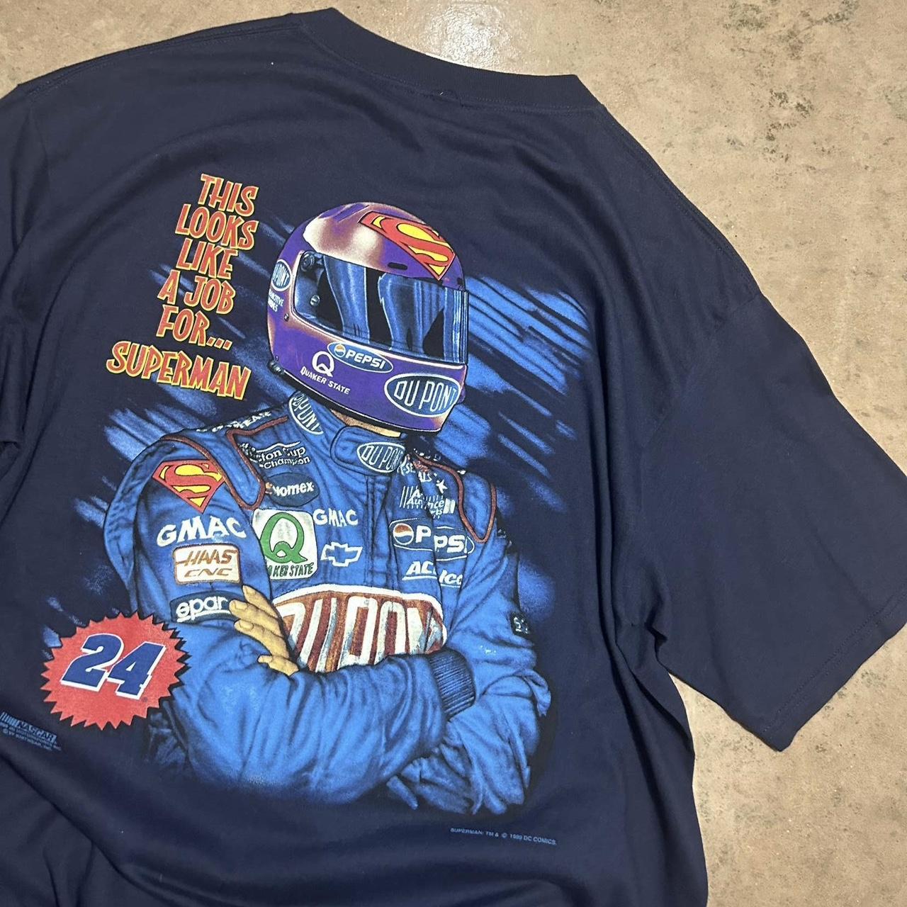 Vintage 90s Superman Nascar Tee sz XL - Depop