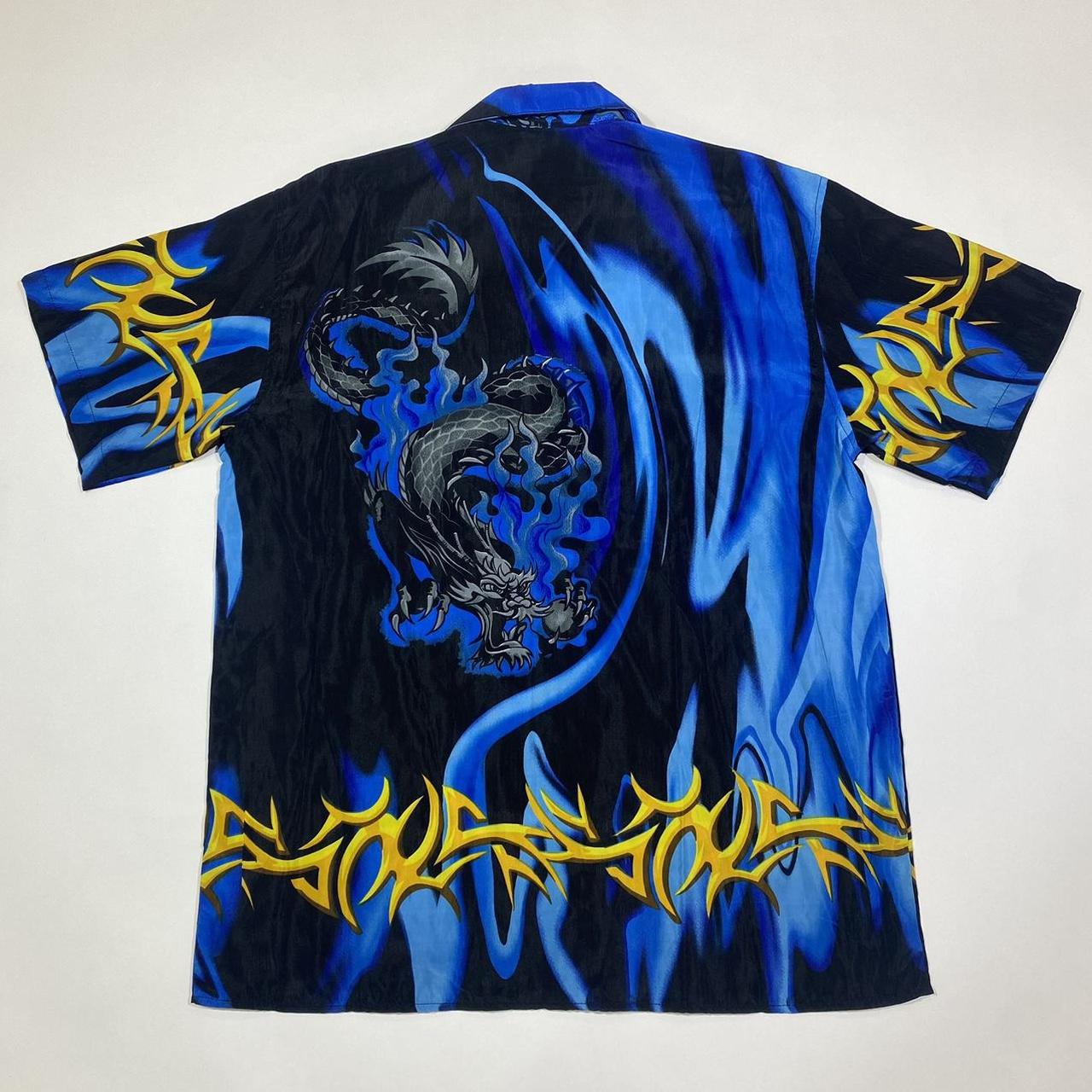 Y2K Dragon Anime all over button up DS NWT (XL)... - Depop