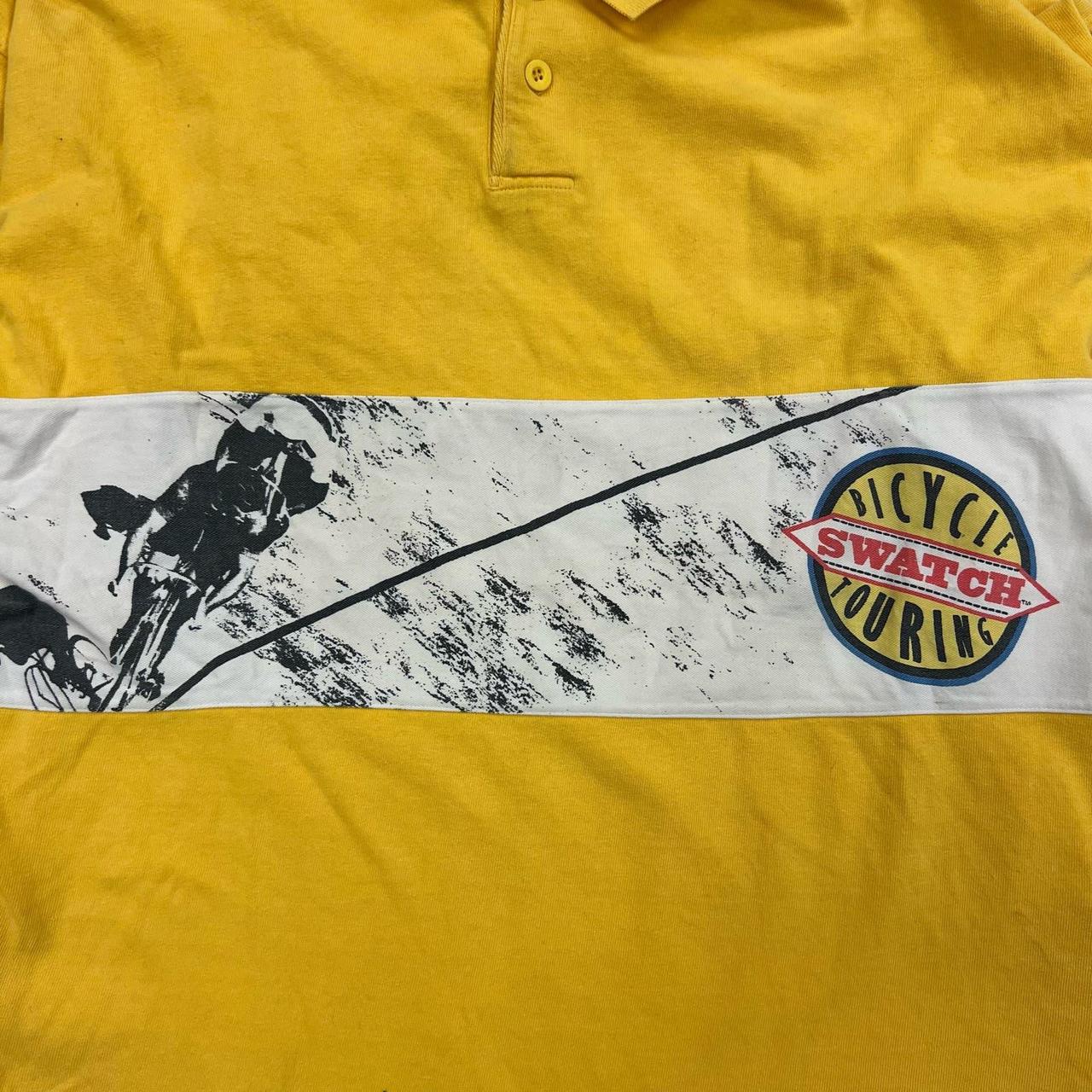 Vintage 90s Swatch bicycle touring rugby polo shirt... - Depop