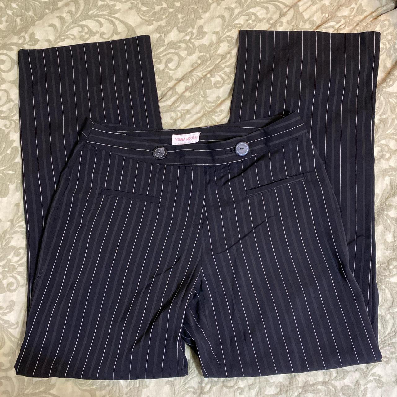 black and white pinstriped slacks #businesswear... | Depop