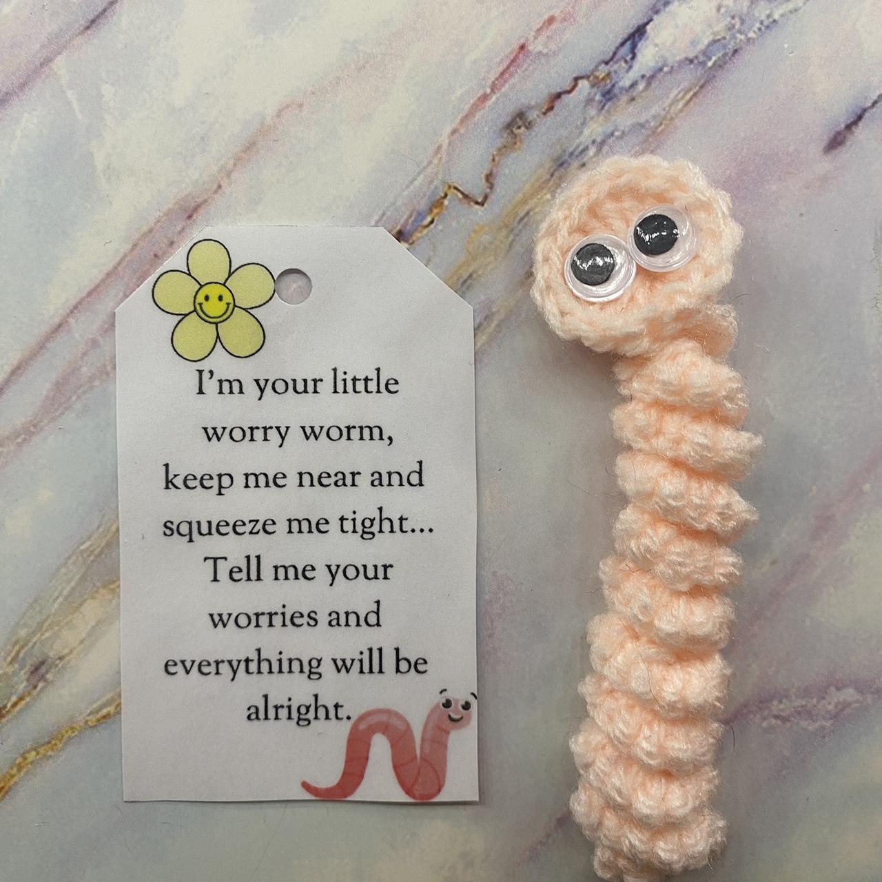 Handmade pale pink worry worm and poem #handmade... - Depop