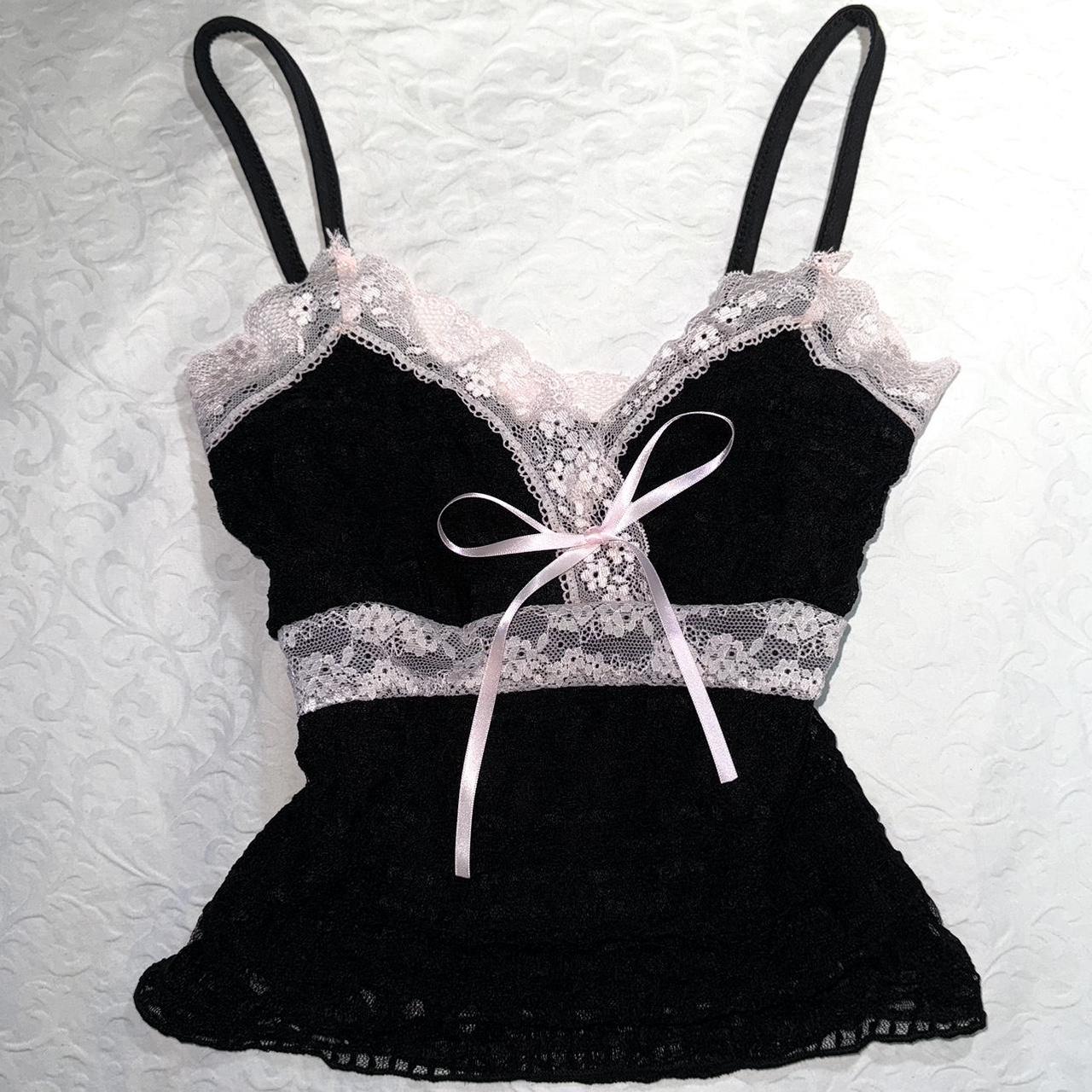 adorable y2k/emo lace cami 🖤🖤 love love love this... - Depop