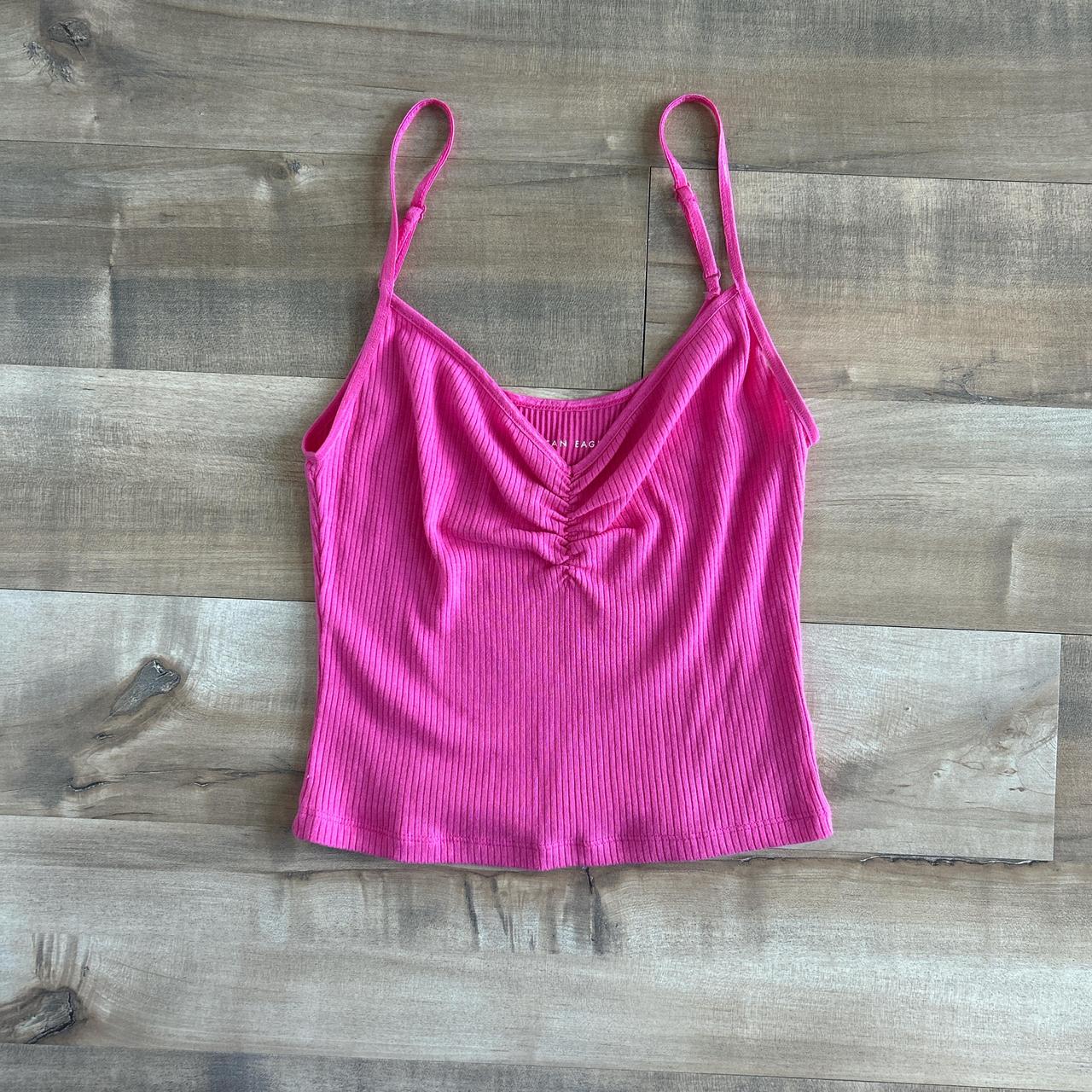 pink ribbed tank top american eagle size S... | Depop