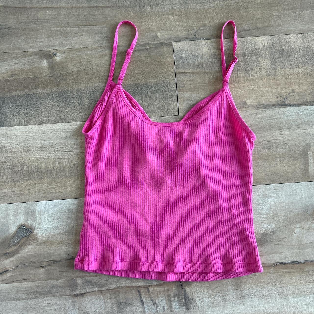 pink ribbed tank top american eagle size S... | Depop