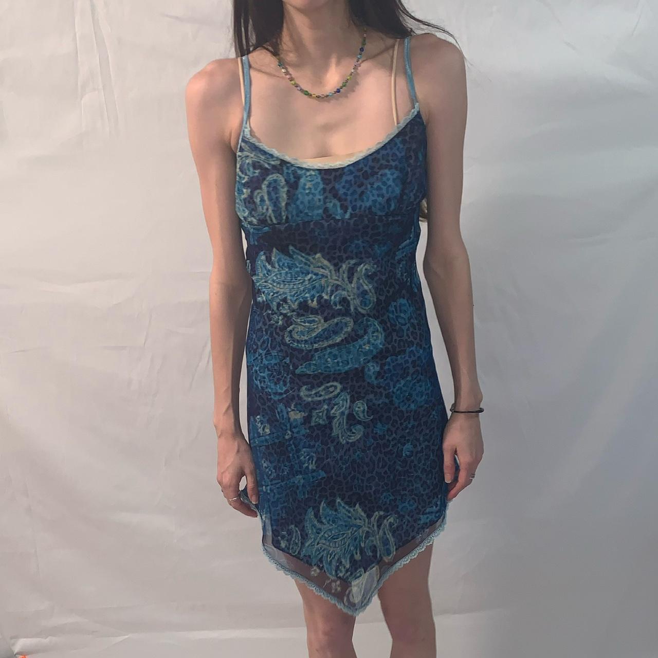 Amazing Blue Milkmaid Style Vintage Y2k Dress With Depop