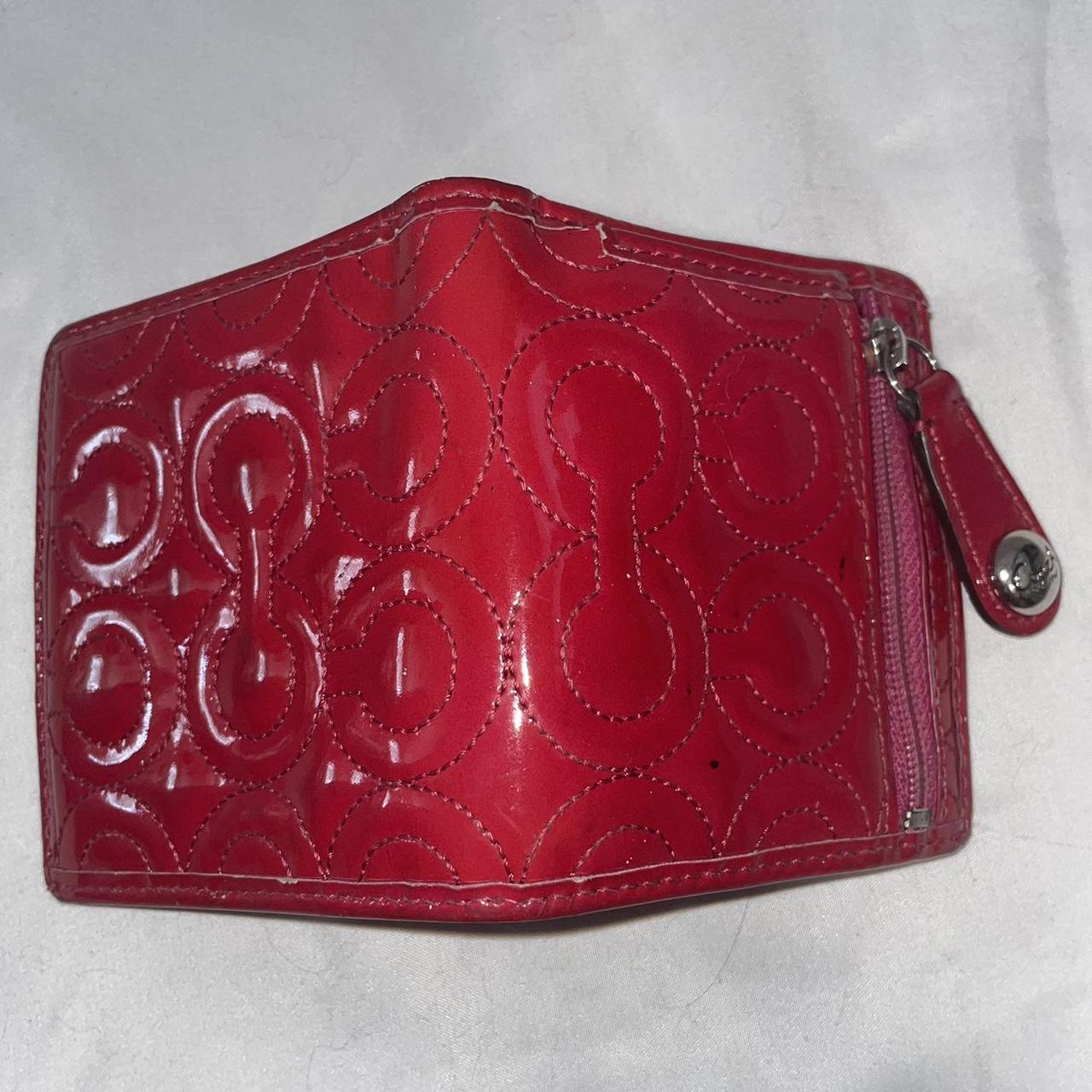 Bifold red patent leather vintage coach wallet with... - Depop