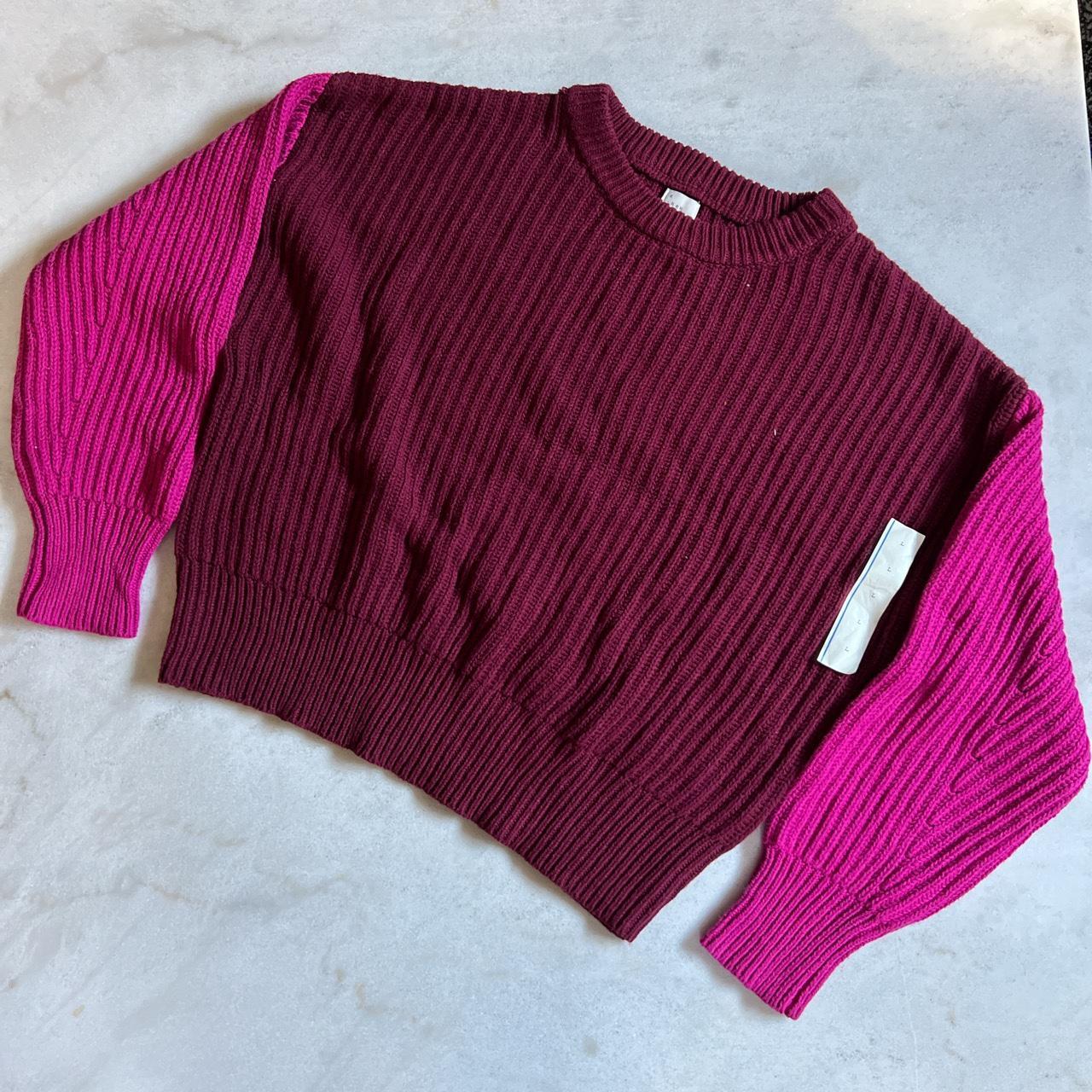 A new day sweater. Pink and burgundy sweater new... - Depop