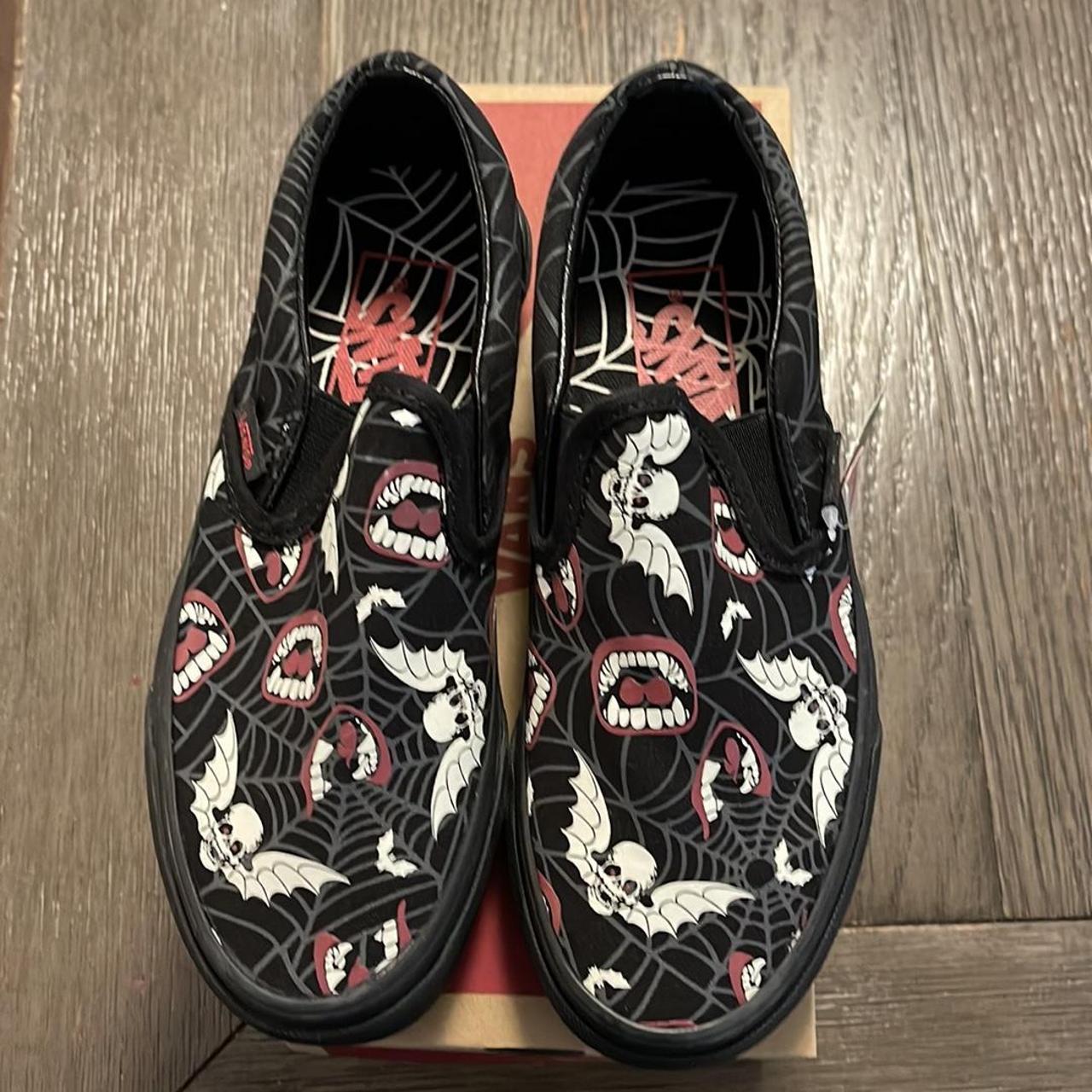 Vans skeleton, glow in the dark, black multi vans... | Depop