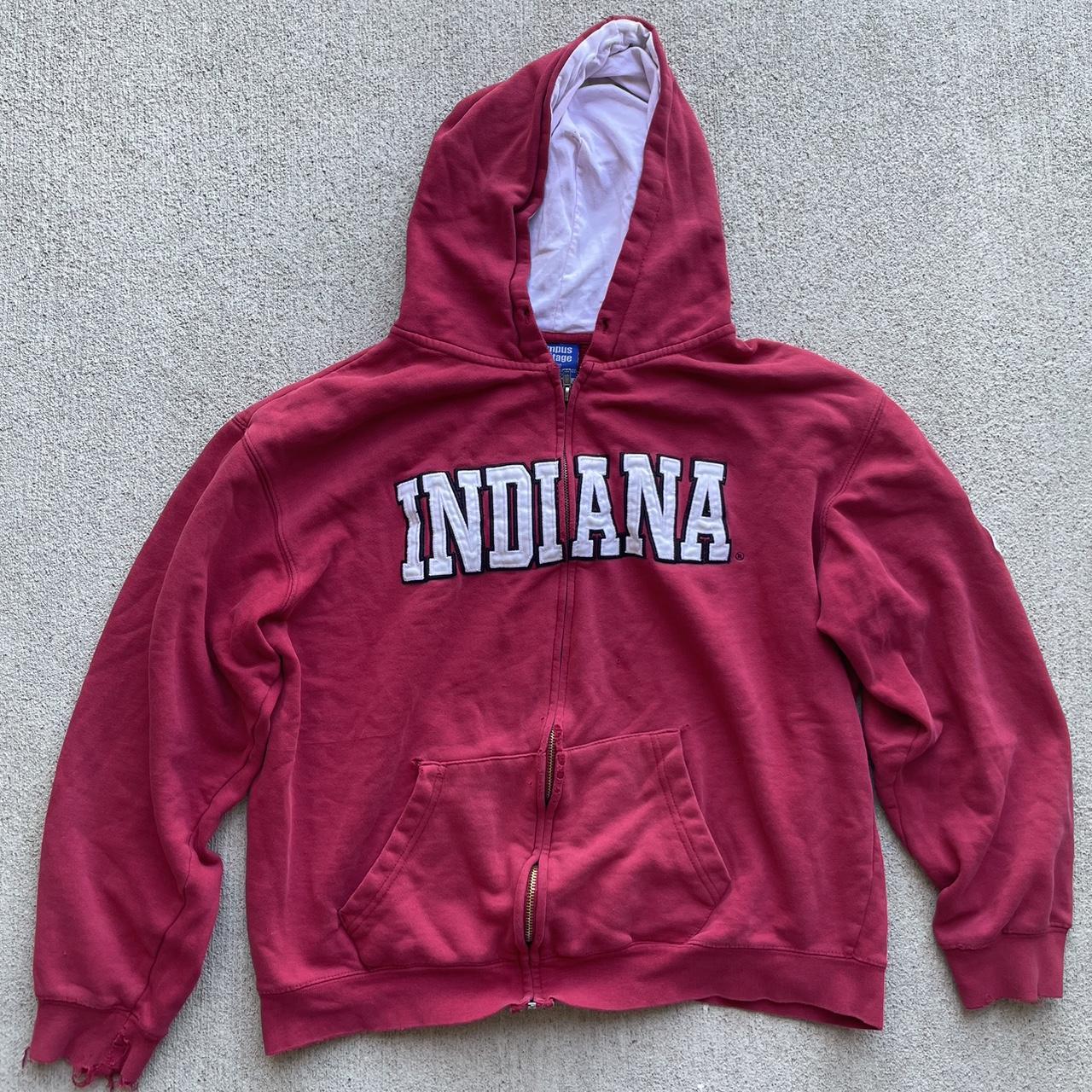 Vintage Indiana University red and white zip-up... - Depop