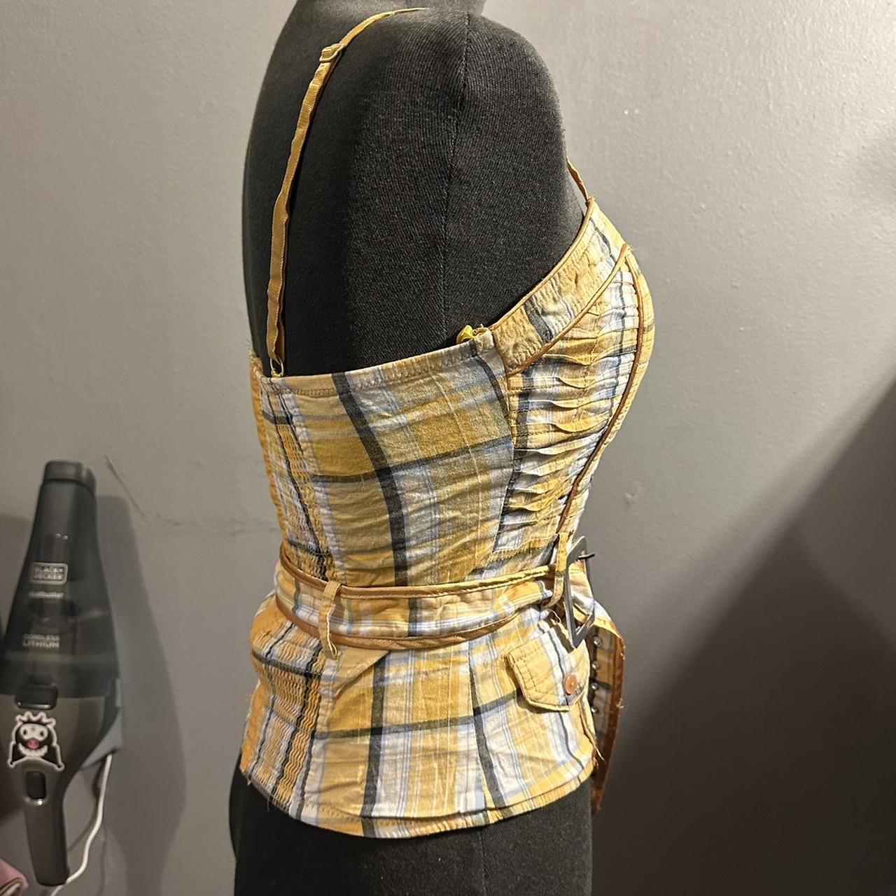 Plaid corset with belt accent no tag but best fit... - Depop