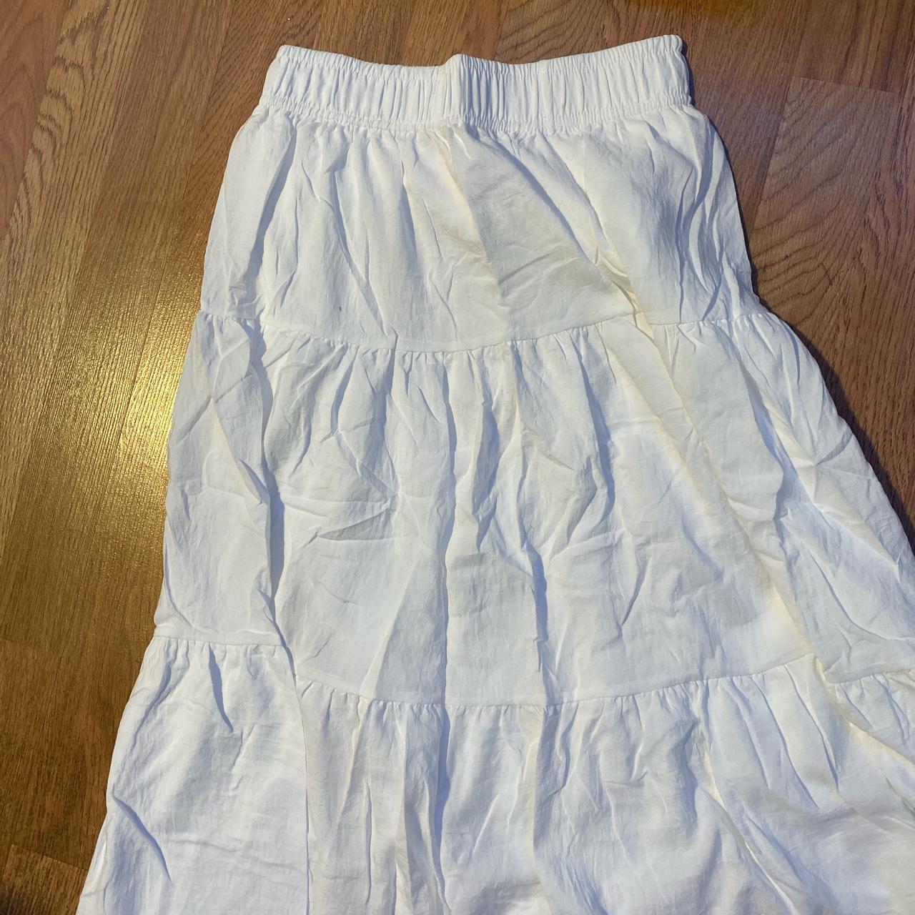 Long white ruffle skirt Size: small (Brand... - Depop