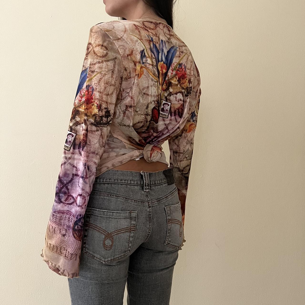 2000s mesh long sleeve 🤎 Butterfly sleeves. Stretch... - Depop