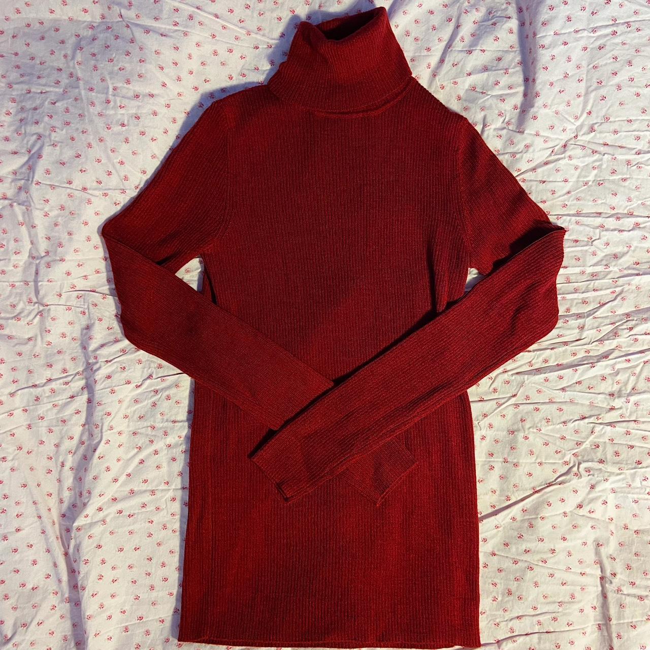 beautiful deep red ribbed turtleneck 📕 ️ barely worn,... - Depop