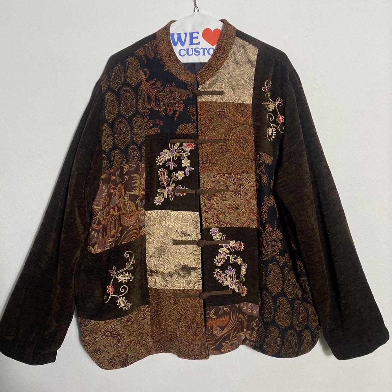 White stag patchwork brown jacket, two pockets 🤎... - Depop