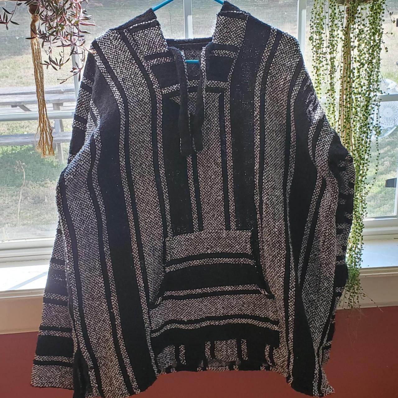 black and white drug rug baja hoodie light errors in... | Depop