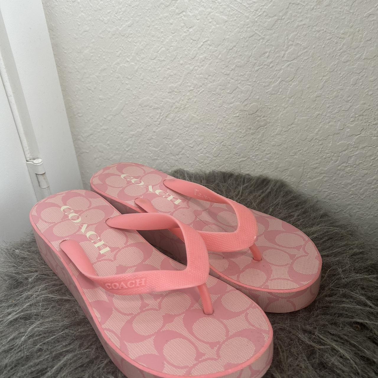 Pink Coach platform sandals - Depop
