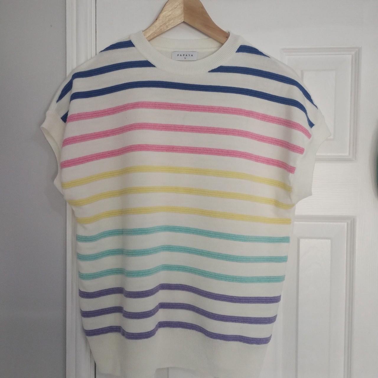 Womens Multicoloured Short Sleeved Light Jumper -... - Depop