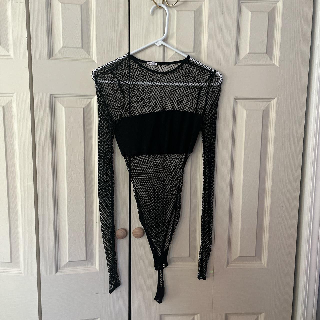 Fishnet long sleeve bodysuit #fishnet #bodysuit... - Depop