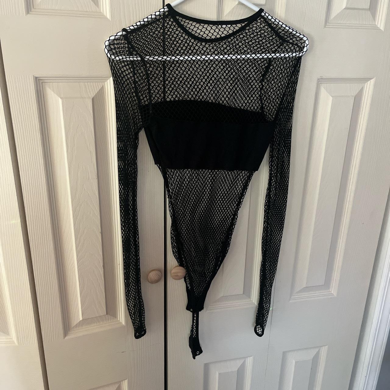 Fishnet long sleeve bodysuit #fishnet #bodysuit... - Depop
