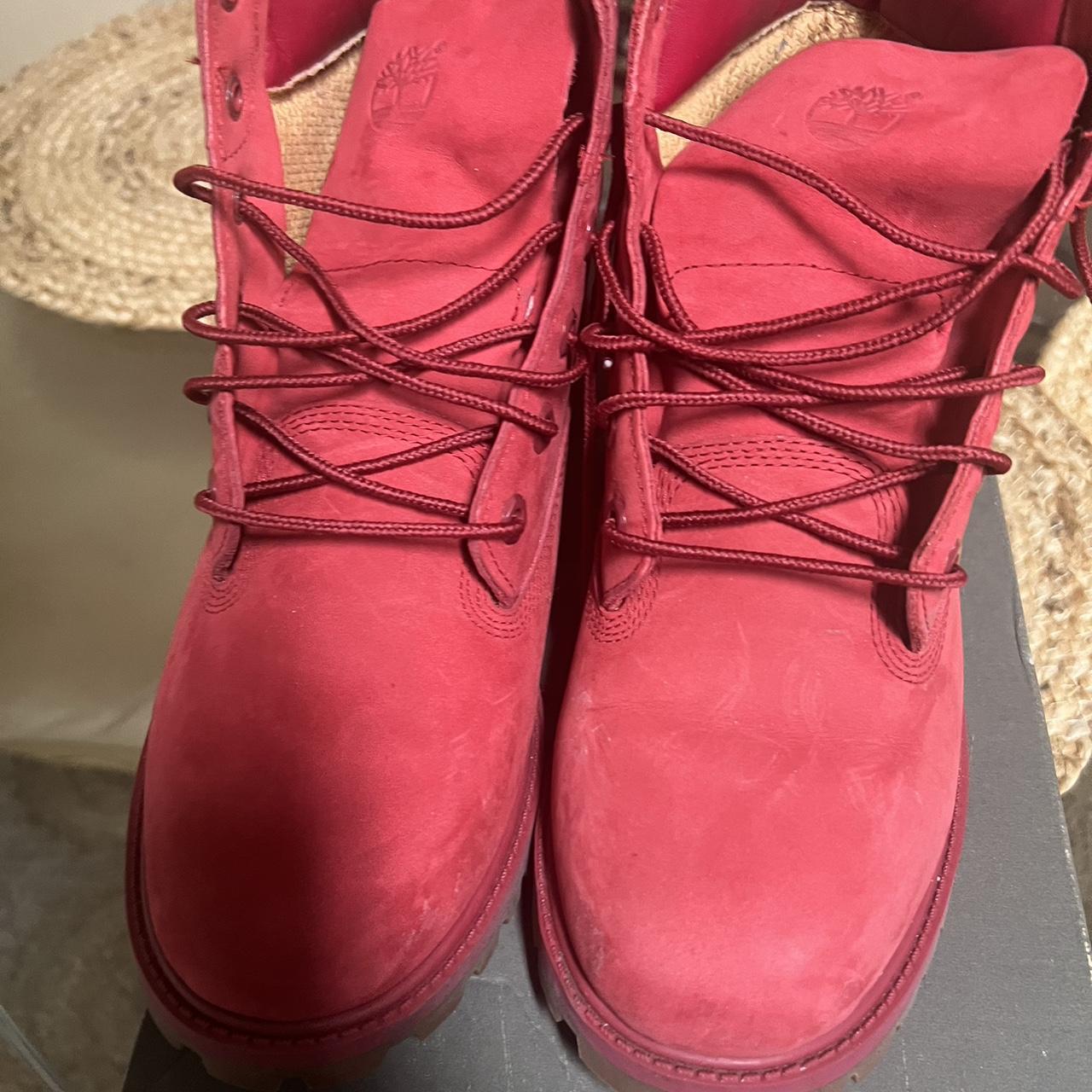 Red Timberland boots Worn one size 7 in men’s box... - Depop