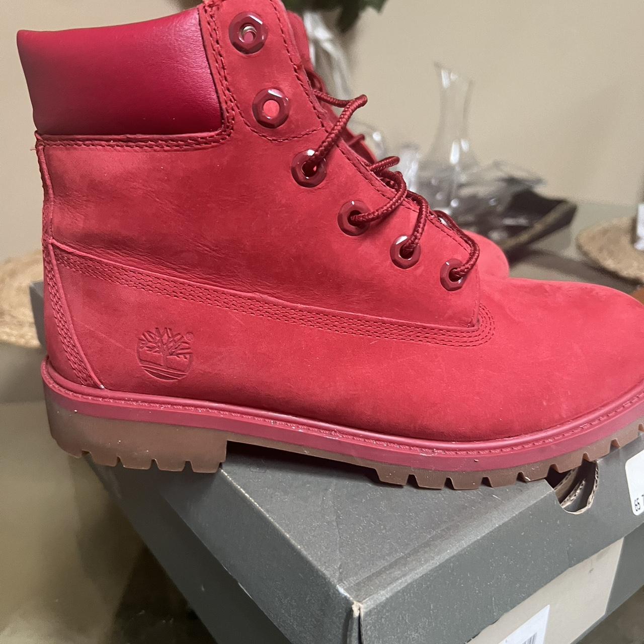 Red Timberland boots Worn one size 7 in men’s box... - Depop