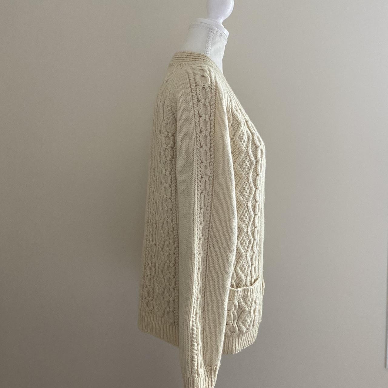Cream cable knit cardigan with wooden buttons... - Depop