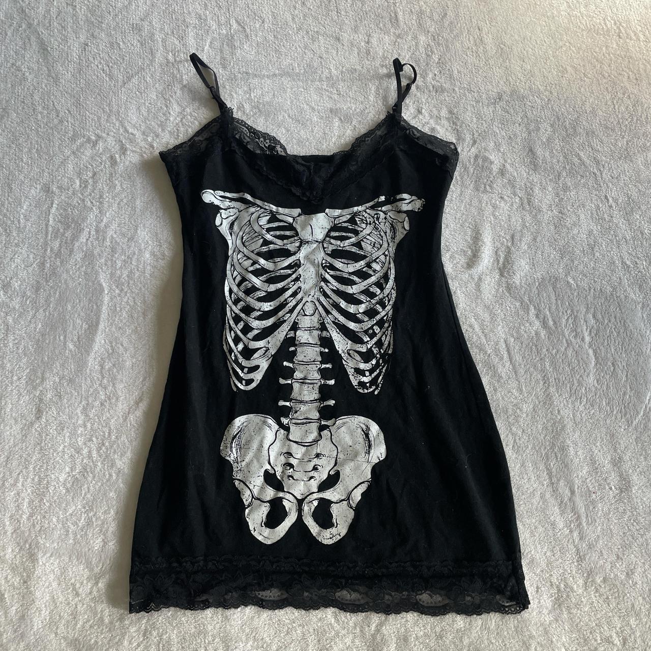 Spencer’s Black and white skeleton lace dress #goth... | Depop