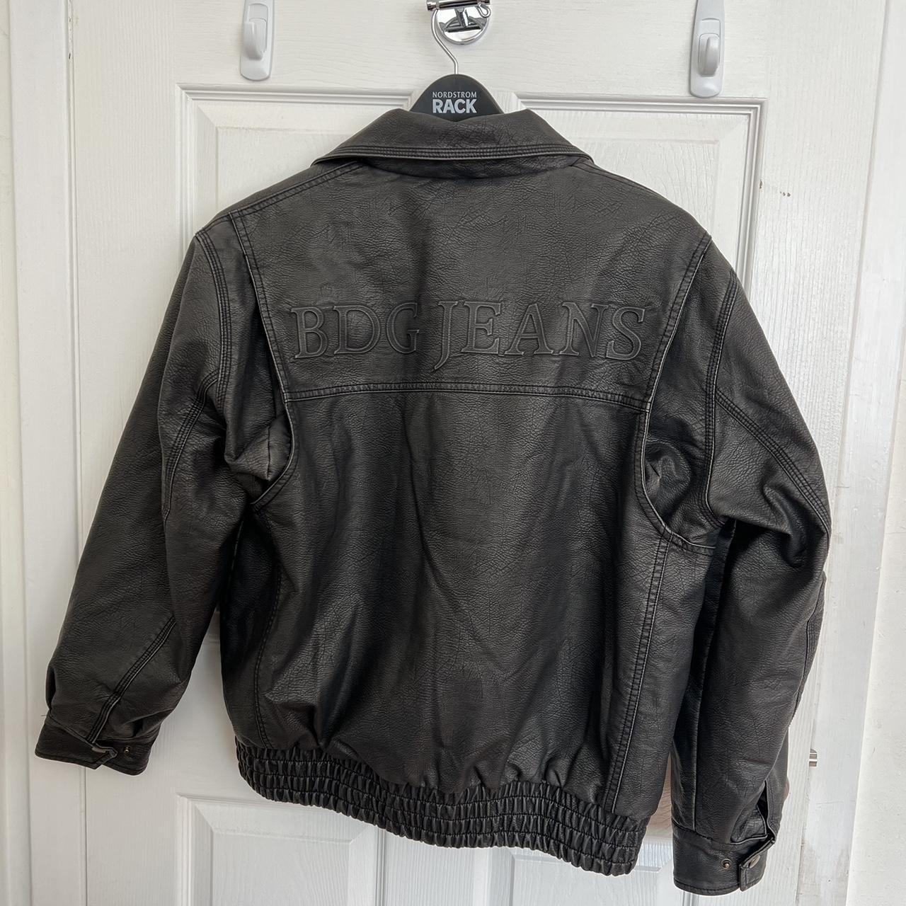 bdg black leather jacket size medium brand new... - Depop