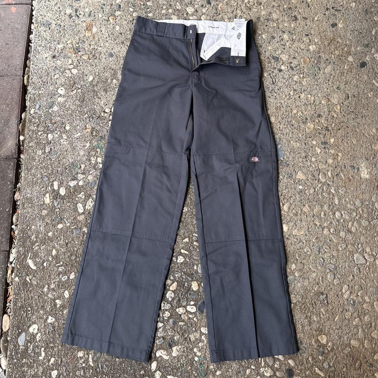 Gray Dickies Double Knee Loose Fit Work Pants... - Depop