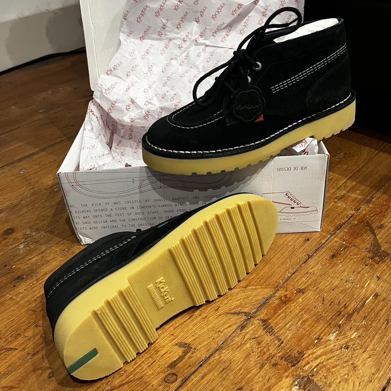 Kickers Men's Black and Cream Boots | Depop