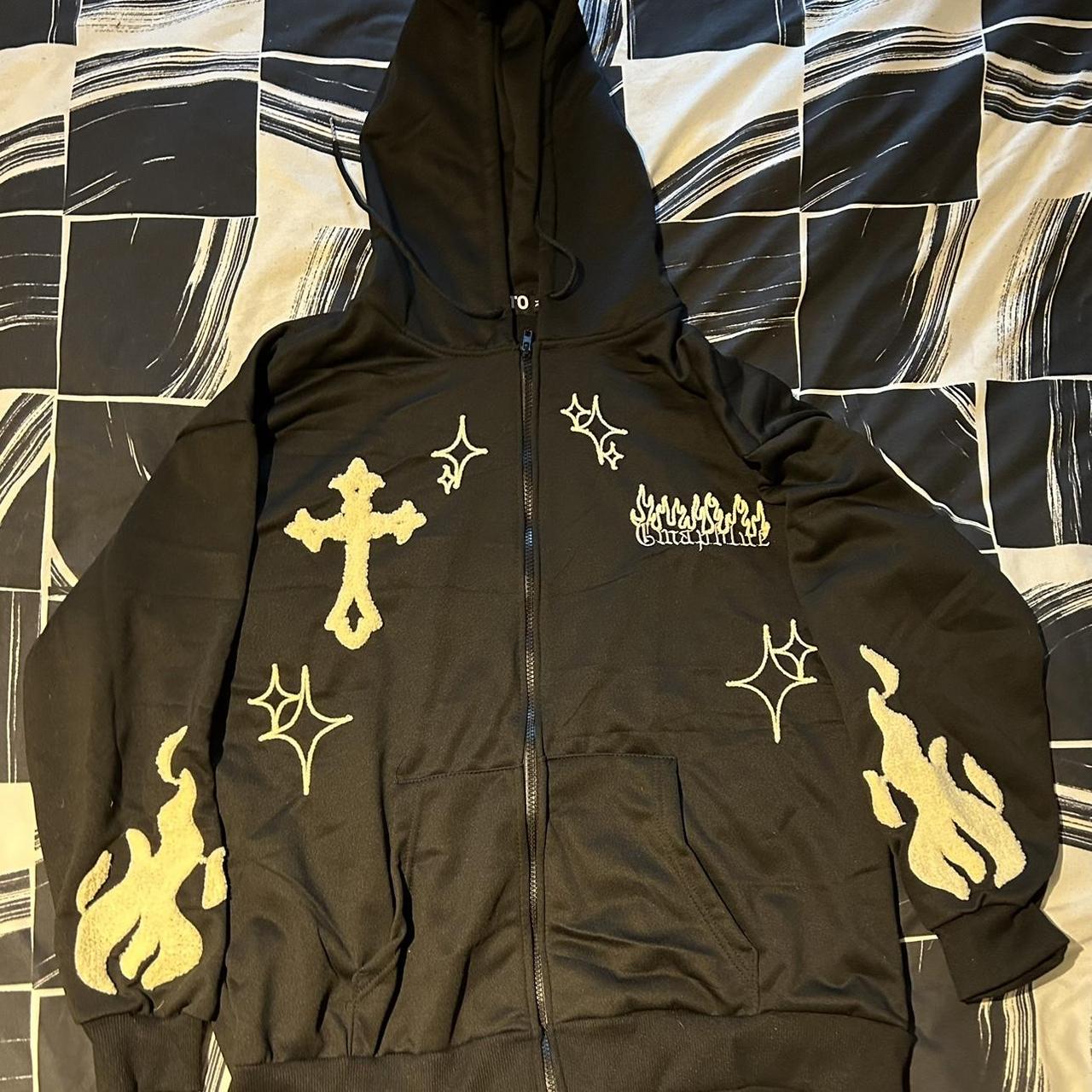 Y2K Zip-Up Hoodie “Sparks” Size M #y2k #zipup #hoodie - Depop