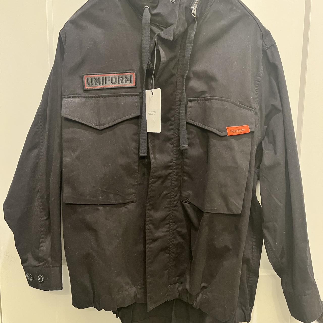 IZZUE BLACK High Collar UTILITY JACKET with patch,... - Depop