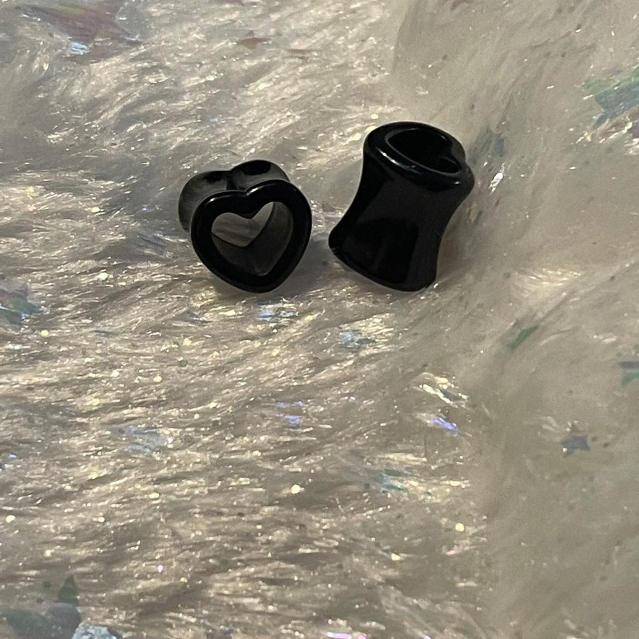 12mm AND 00g/10mm Black Heart Ear Plugs /Not Used /... - Depop